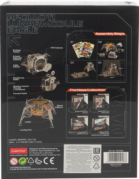 3d Puzzle Nasa Apollo 11 Lunar Module Eagle 93 детали купить по