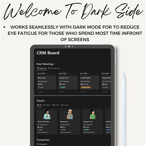 Simple Crm Tracker Dashboard Notion Template Simple Multipurpose Meeting Planner Best Easy