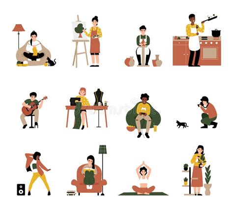 Poner a La Gente a Disfrutar De Sus Pasatiempos Favoritos Ilustración