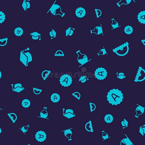 Set Graduation Cap Protractor Grid Test Tube And Exam Sheet With A Plus Grade On Seamless