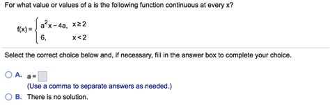 Solved For What Value Or Values Of A Is The Following