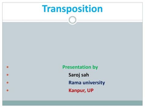 Transposition Ppt Eye And Vision Conditions Diseases And Conditions