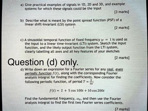 Solved Agive Practical Examples Of Signals In 1d2d And 3dand Example