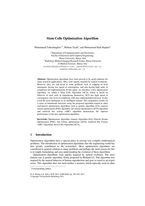 Pdf Stem Cells Optimization Algorithm