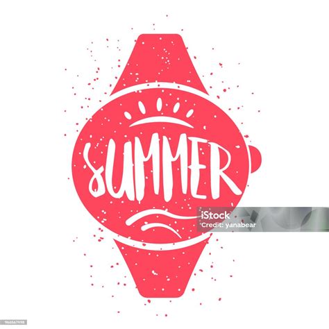 여름 카드 손목 시계와 흰색 바탕에 텍스트 문자입니다 인사말 카드 장식 인쇄 및 포스터에 대 한 벡터 일러스트 개념에 대한 스톡 벡터 아트 및 기타 이미지 Istock