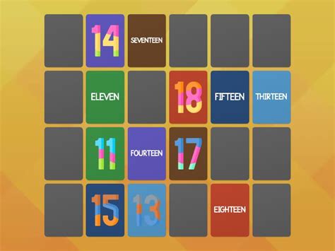 Year 1 1 20 Numbers Memory Game Matching Pairs
