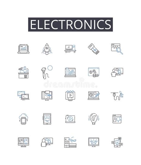 Electronics Line Icons Collection Technology Gadgets Devices Robotics Innovation