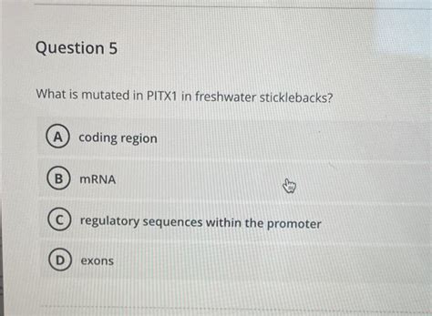 Solved What Is Mutated In Pitx1 In Freshwater Sticklebacks