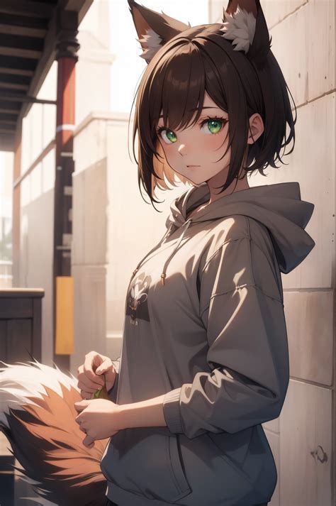 1girl Fox Girl Fox Ears Fox Tail No Breasts Seaart Ai