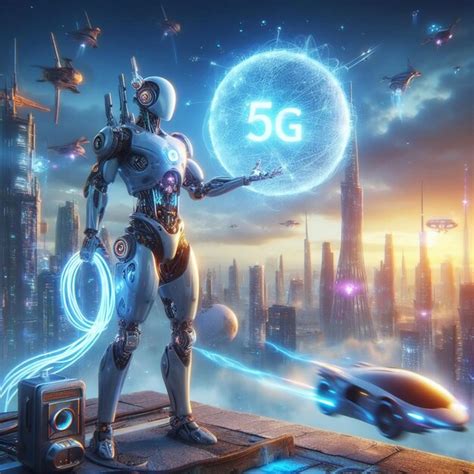 Fast Data Transfer Technology 5 G Concept Premium Ai Generated Image