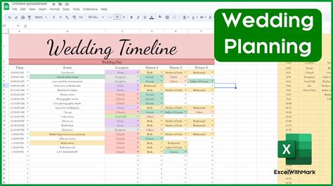 Day Of Wedding Timeline Template Excel