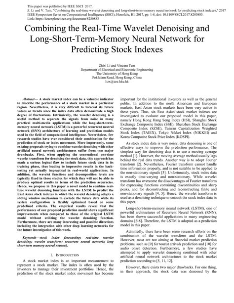 Pdf Combining The Real Time Wavelet Denoising And Long Short Term Memory Neural Network For
