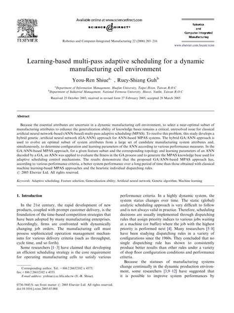 pdf learning based multi pass adaptive scheduling for a dynamic