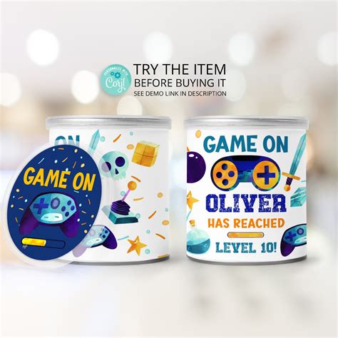 Editable Gaming Birthday Chip Labels Video Game Birthday Chip Template