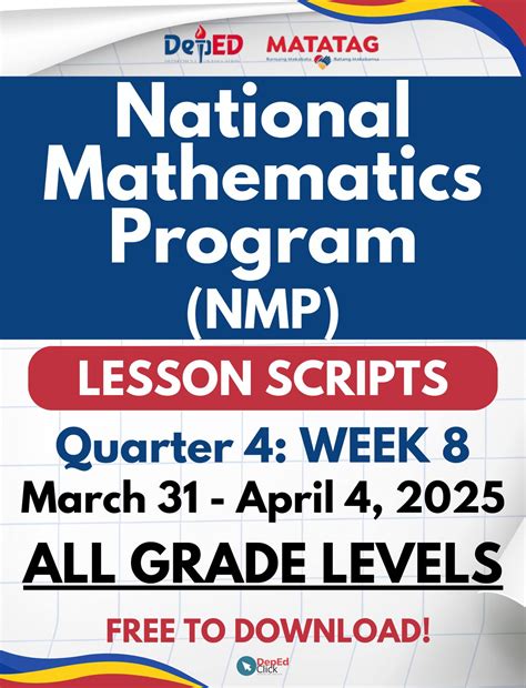 Deped Click 𝐍𝐌𝐏 𝐋𝐄𝐒𝐒𝐎𝐍 𝐒𝐂𝐑𝐈𝐏𝐓𝐒 Q4 Week 8 March 31 April 4 2025