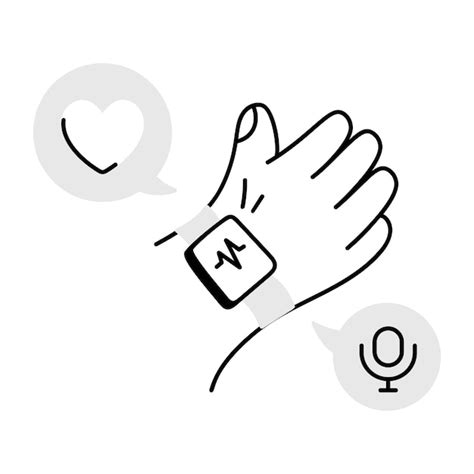 Un ícono De Doodle De Reloj Inteligente Vector Premium