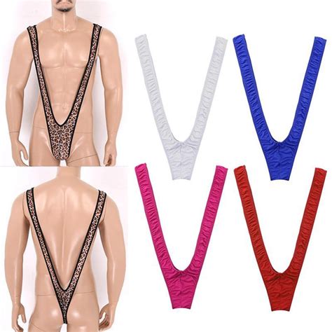 Mens One Piece Stretch Deep V Shaped Mankini V String Jockstrap