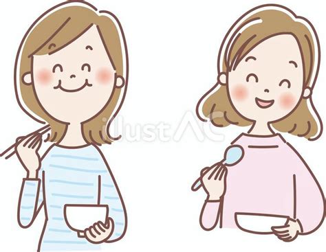 食事をする女性2人イラスト No 25171972｜無料イラスト・フリー素材なら「イラストac」
