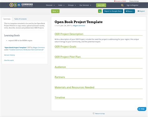 Open Book Project Template Oer Commons