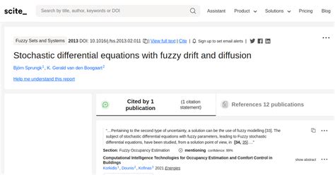 [citation Report] Stochastic Differential Equations With Fuzzy Drift