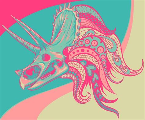 Premium Vector Illustration Of Triceratops Skull With Mandala Ornaments