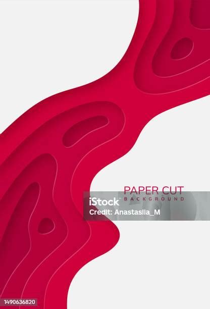 Papercut Geometric Topography Banner Or Red Liquid Gradient向量圖形及更多具有特定