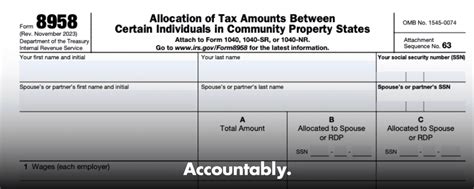 Irs Form 8958 2025 Community Property Allocation Guide
