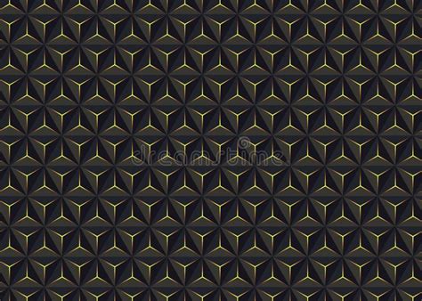 3d Geometric Pattern With Gold Light Glowing Triangles Dark Low Poly Triangular Shapes