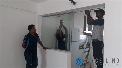 Kitchen Viewing Glass And Sliding Glass Door Singapore Hdb Yishun Vm False Ceiling Singapore
