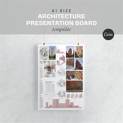 Architecture Presentation Board Template Canva A1 Presentation Board Layout Template Etsy