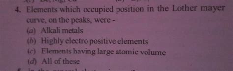 Elements Which Occupied Position In The Lother Mayer Curve On The Peaks