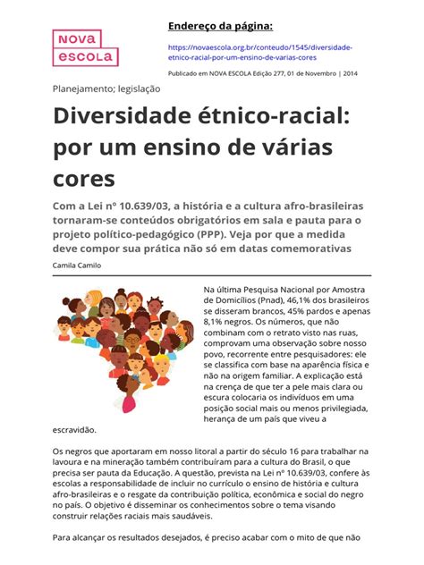 Diversidade Etnico Racial Por Um Ensino De Varias Cores Pdf Racismo