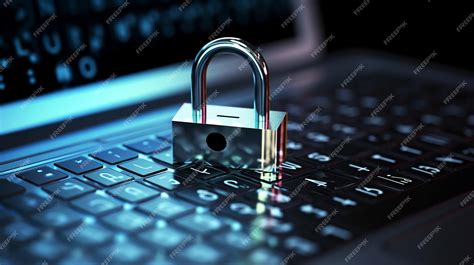 Premium Photo Cyber Security Concept With Metal Padlock On Laptop Keyboard Space For Text