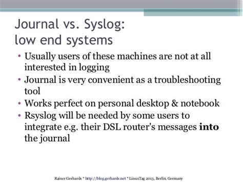 Rsyslog Vs Systemd Journal Presentation