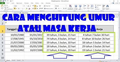 Cara Menghitung Usia Dan Masa Kerja Karyawan Pada Microsoft Excel