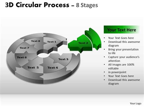 3D Circular Process Cycle Diagram Chart 8 Stages Design 2 Powerpoint