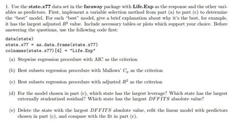 Problem Is Set Up For R Studio Data Is A Package In Chegg