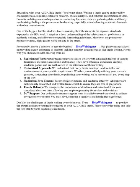 Acca Bsc Thesis Sample Pdf Accounting Thesis