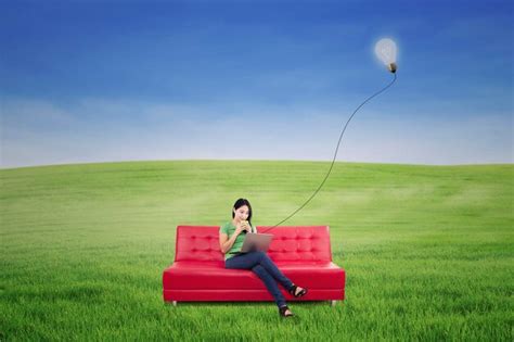 Premium Photo Digital Composite Image Of Young Woman Using Laptop