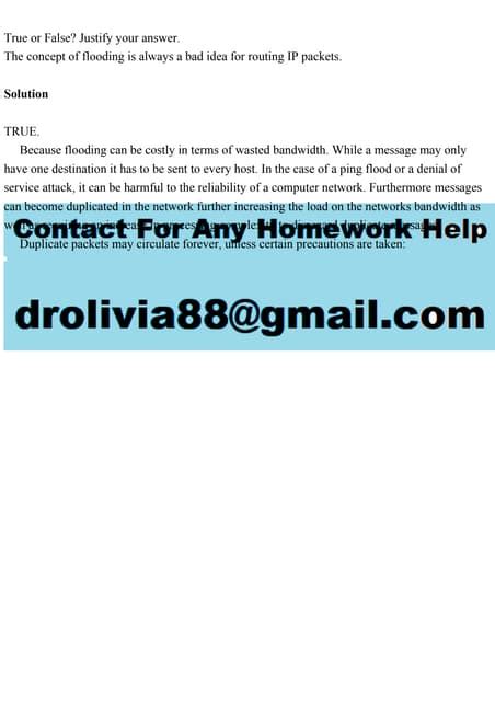 True Or False Justify Your Answer The Concept Of Flooding Is Alwa Pdf Computer Networking