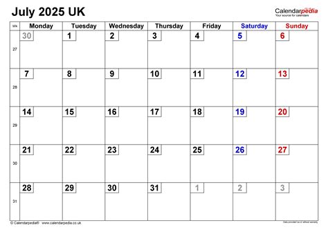 July 2025 Calendar Word Doris Germain
