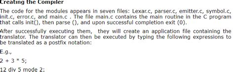 Creating The Compiler The Code For The Modules