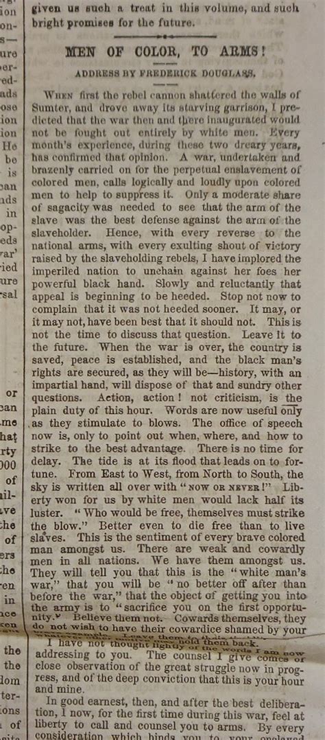 The Independent Newspaper March 12 1863 With Frederick Douglass