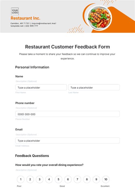 Restaurant Customer Feedback Form