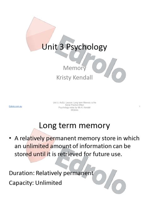 Long Term Memory And The Serial Position Effect 1 Pdf Long Term