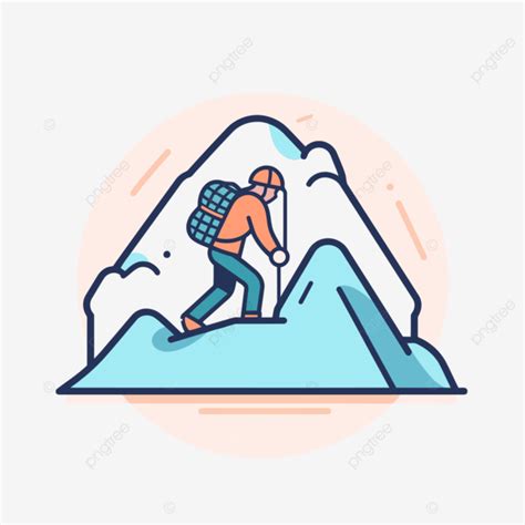 行走的人爬山 向量 白色背景上描繪登山者的直線圖標 Flaticon 和 Dribbble 的矢量插圖 行為高清向量圖案素材免費下載