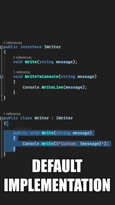 C Interfaces With Default Method Implementations Shorts Youtube