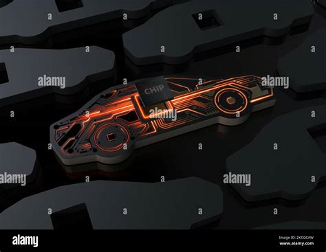 Automobile Industry Autonomous Driving Technology And Semiconductor Shortage Concept And Cpu