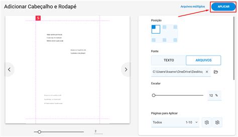 como adicionar um cabeçalho rodapé soda pdf
