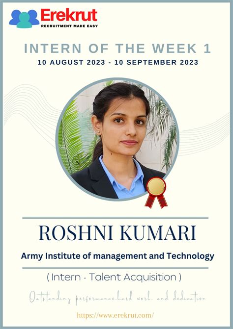 Roshni Kumari On Linkedin Intern Intern Hrinternship Honored Erekrut